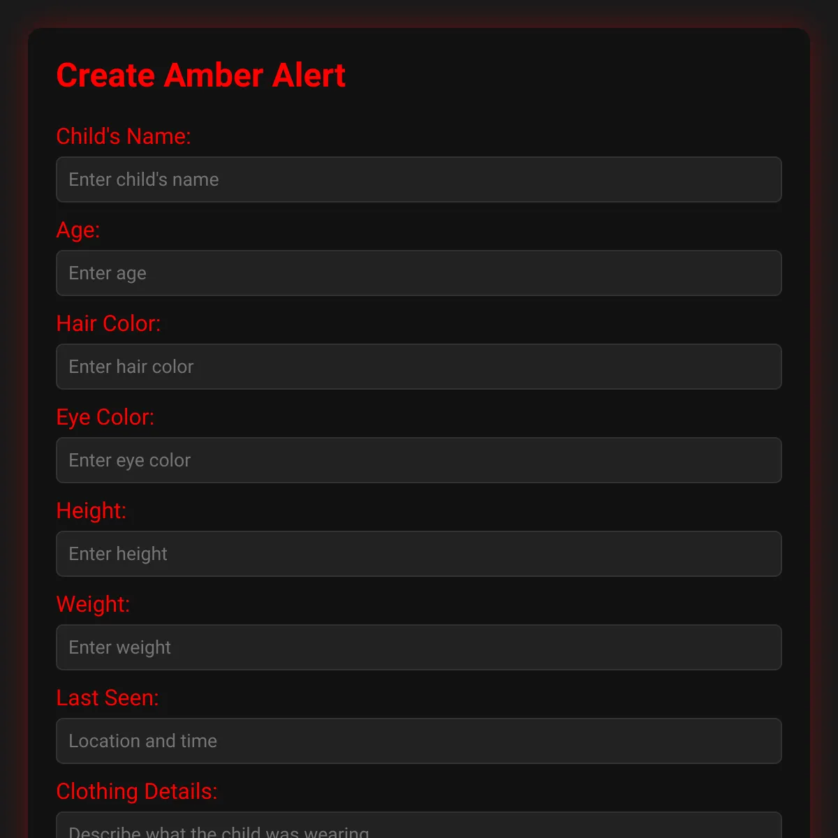 Amber Alert Simulator