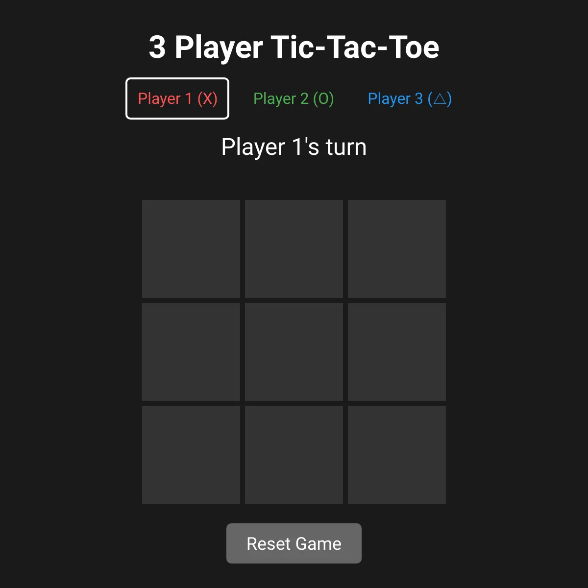 3 Player Tic-Tac-Toe