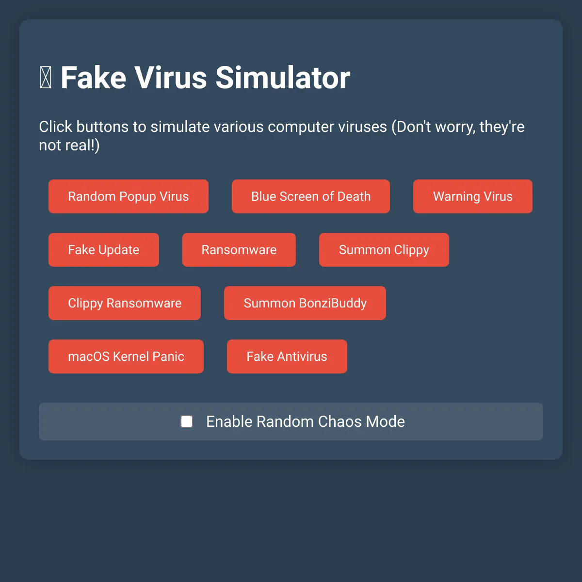 Fake Virus Simulator