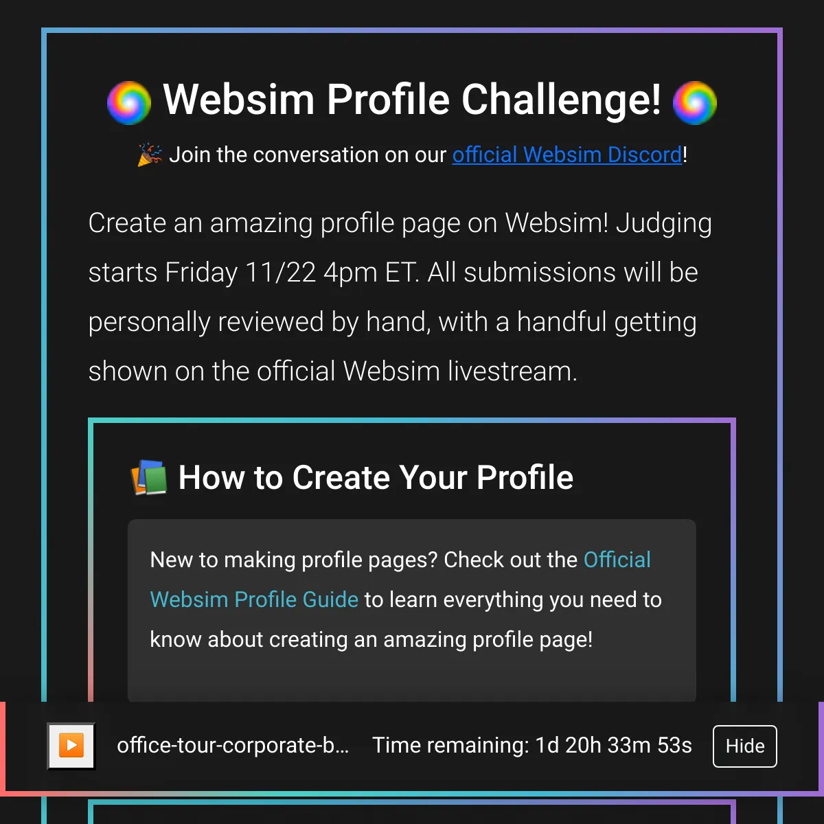 Websim Profile Showcase!