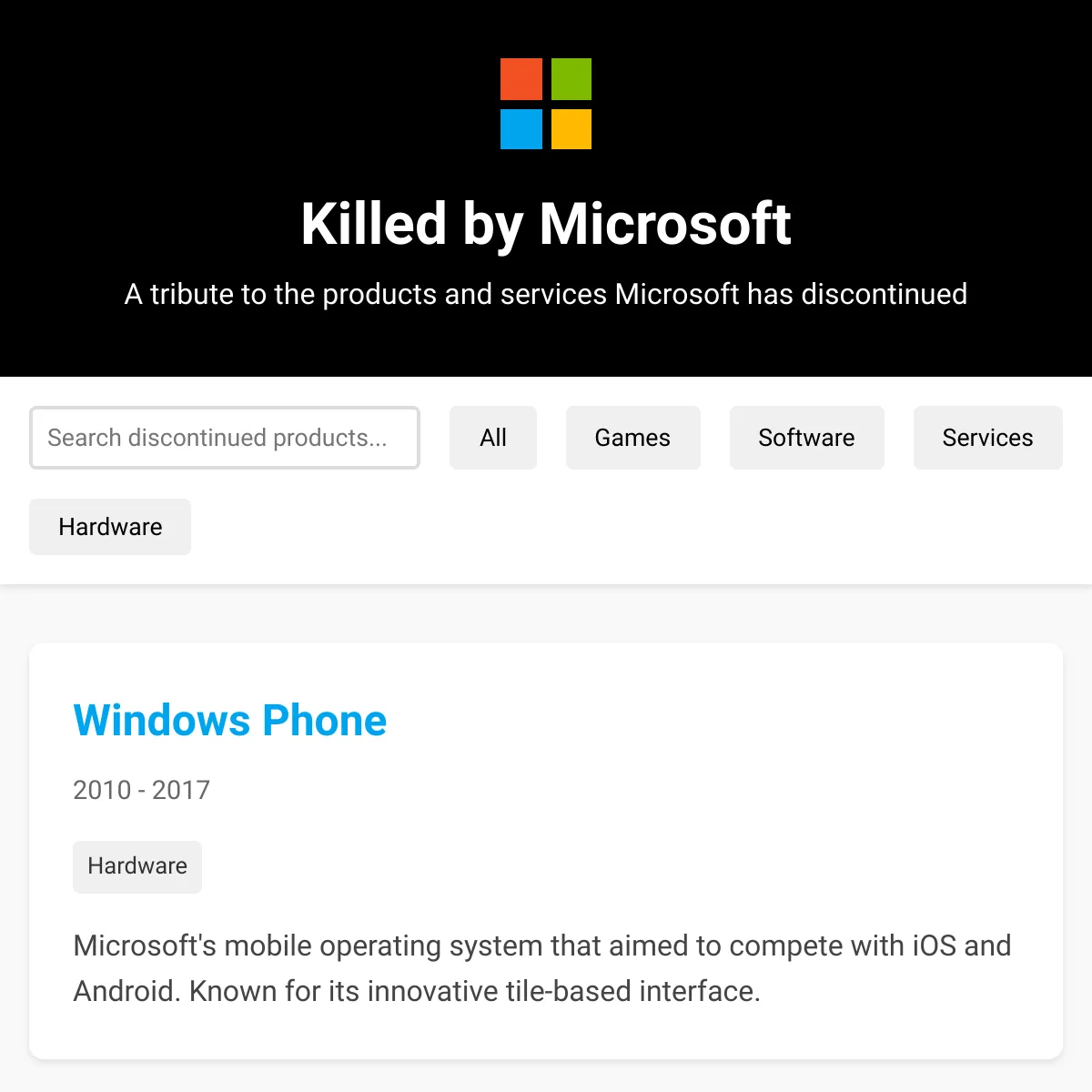 Killed By Microsoft - The Microsoft Product Graveyard