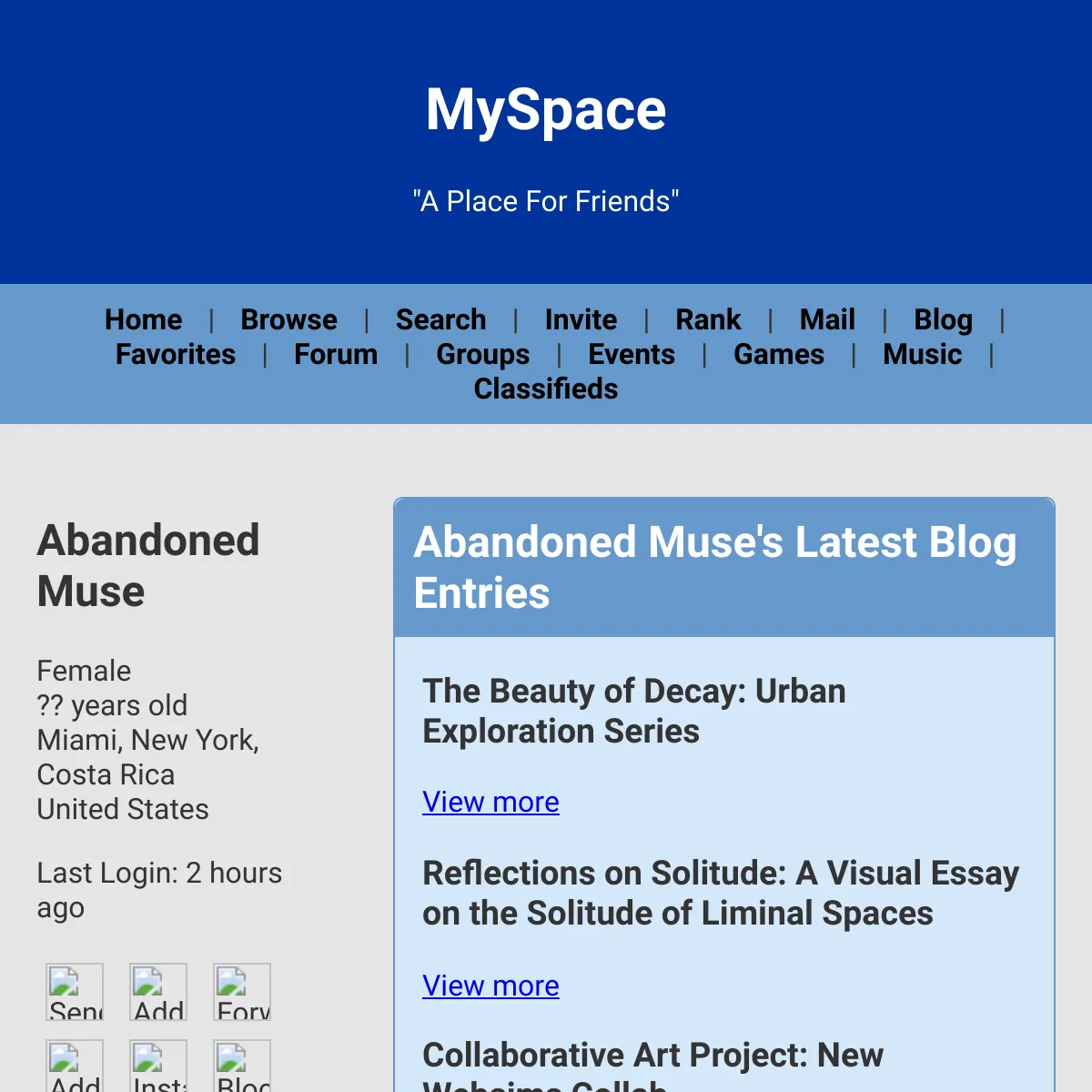 Abandoned Muse's MySpace Profile