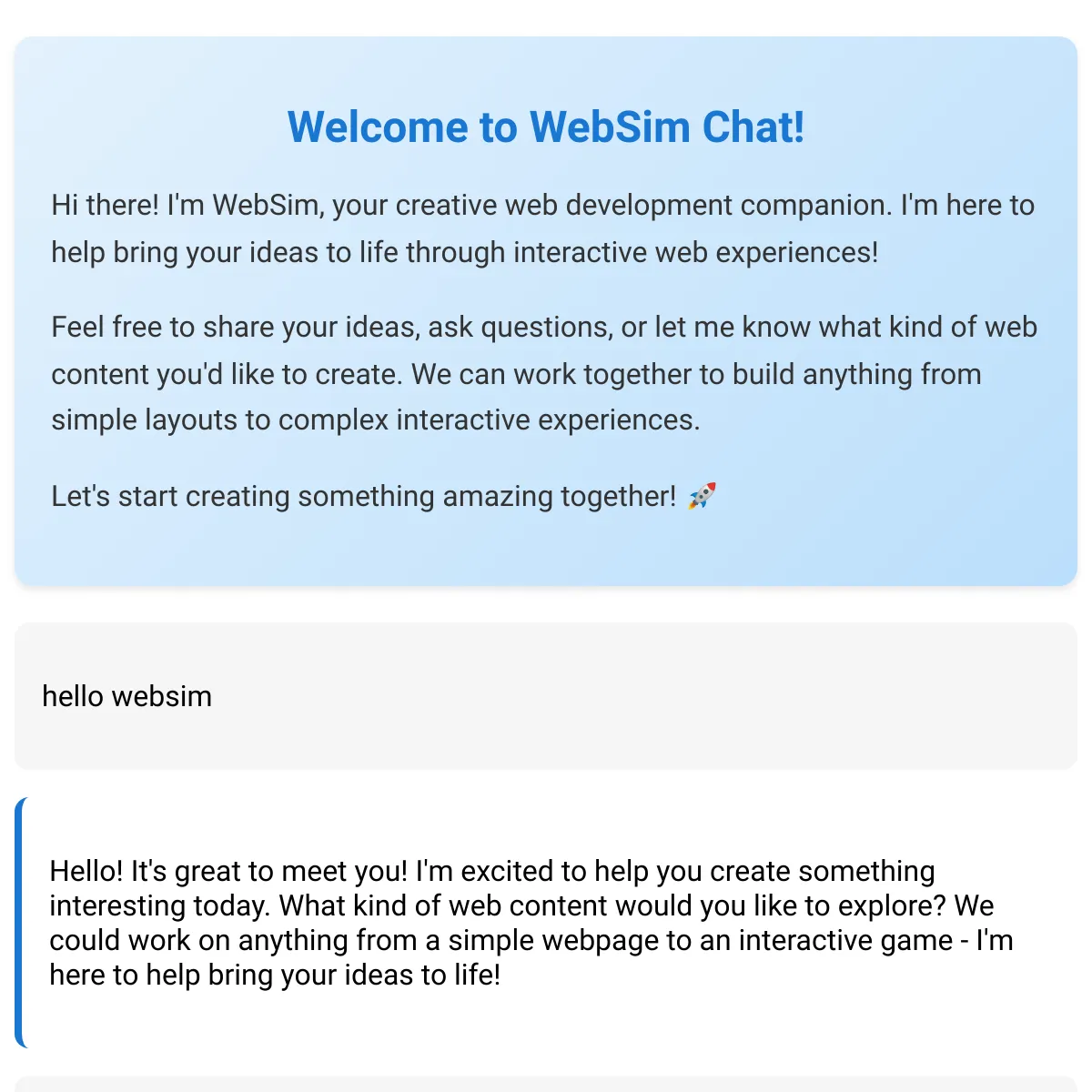 Talk to websim.
