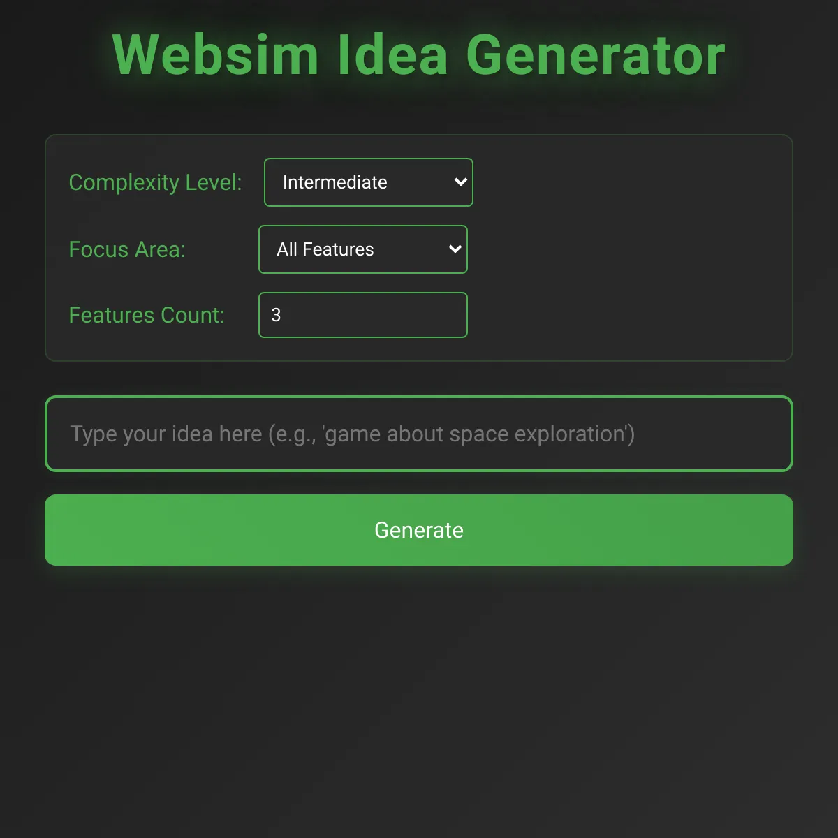 Websim Idea Generator