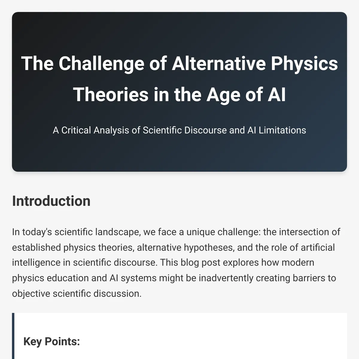 Alternative Physics Perspectives