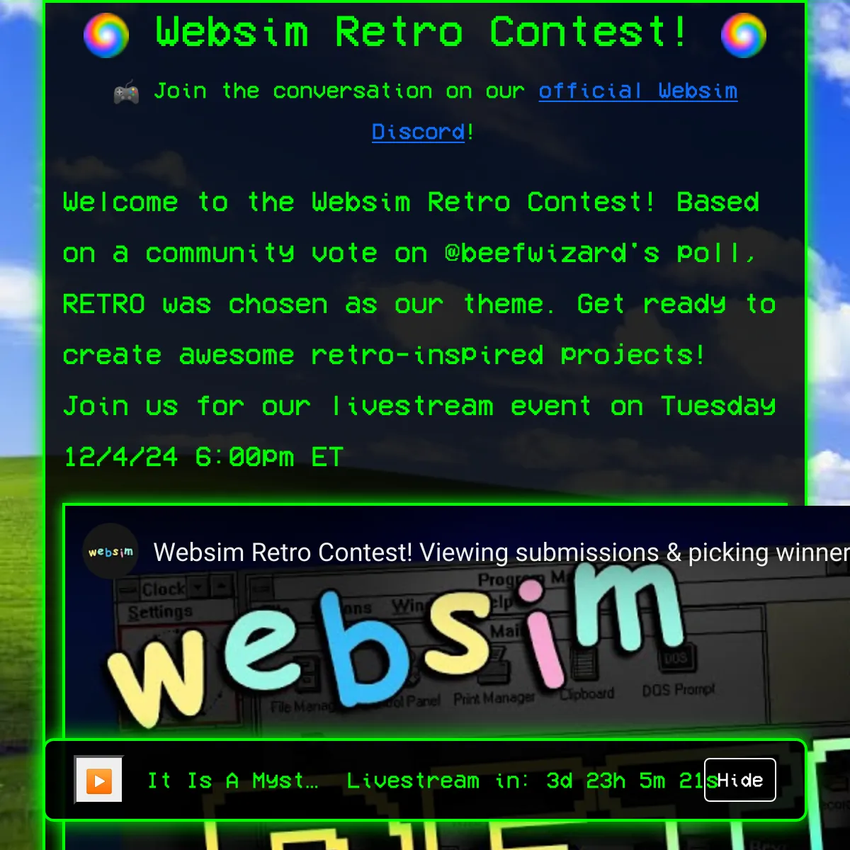 Websim Retro Contest