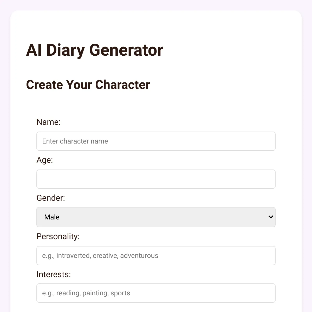 AI Diary Generator