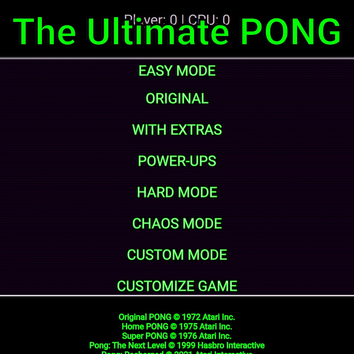 The Ultimate PONG v1.0 (stay on v20 for now)