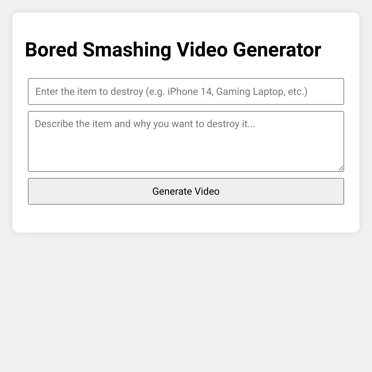Bored Smashing Video Generator