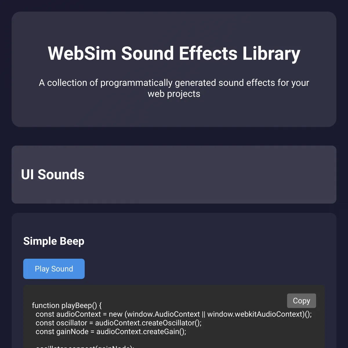 WebSim Sound Effects Library
