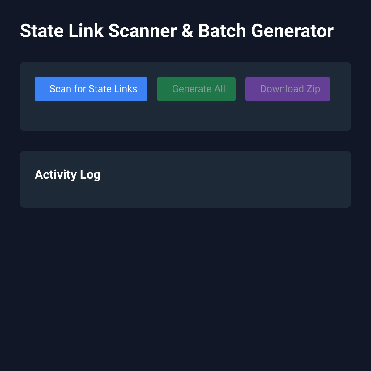 State Link Scanner & Batch Generator