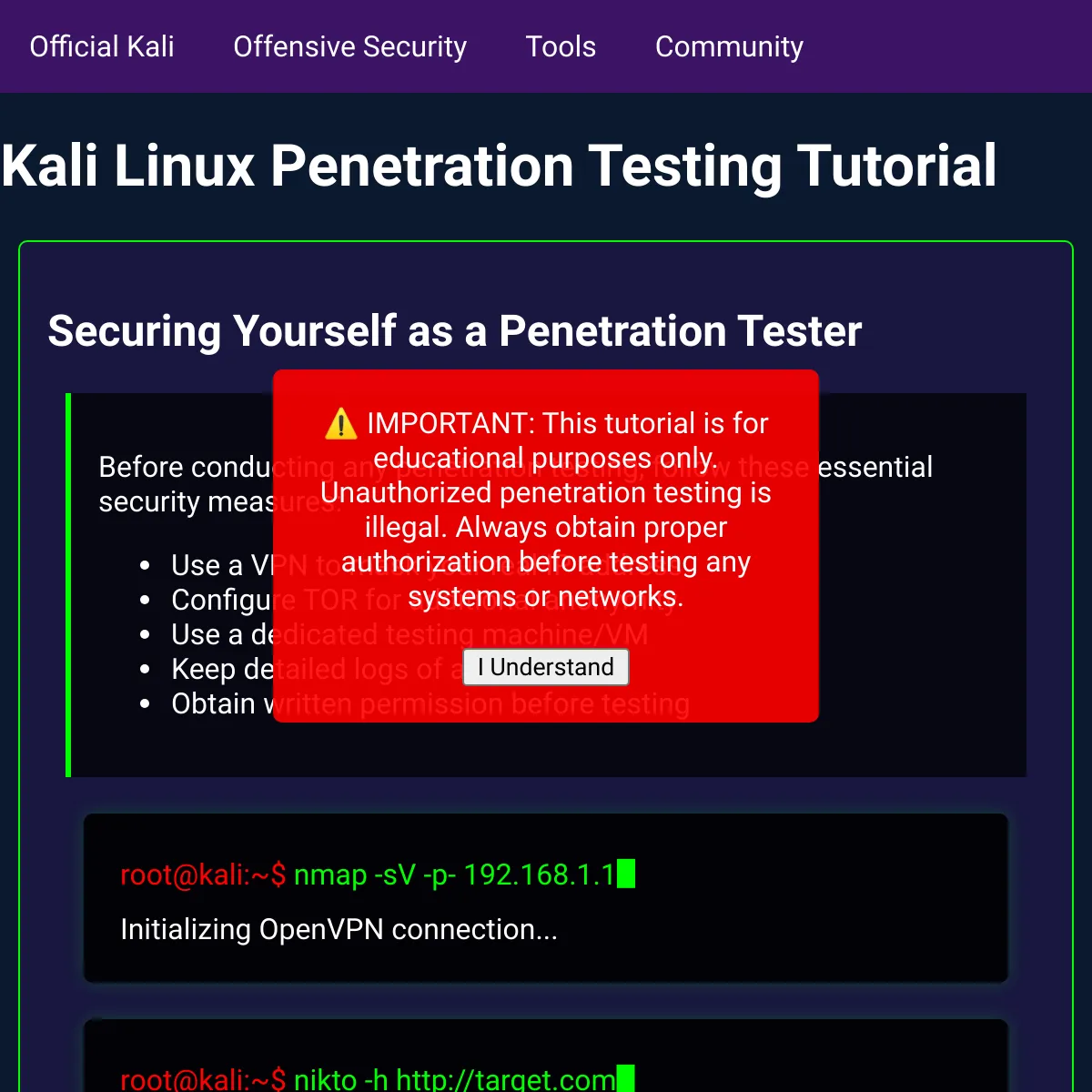 Kali Linux Penetration Testing Tutorial