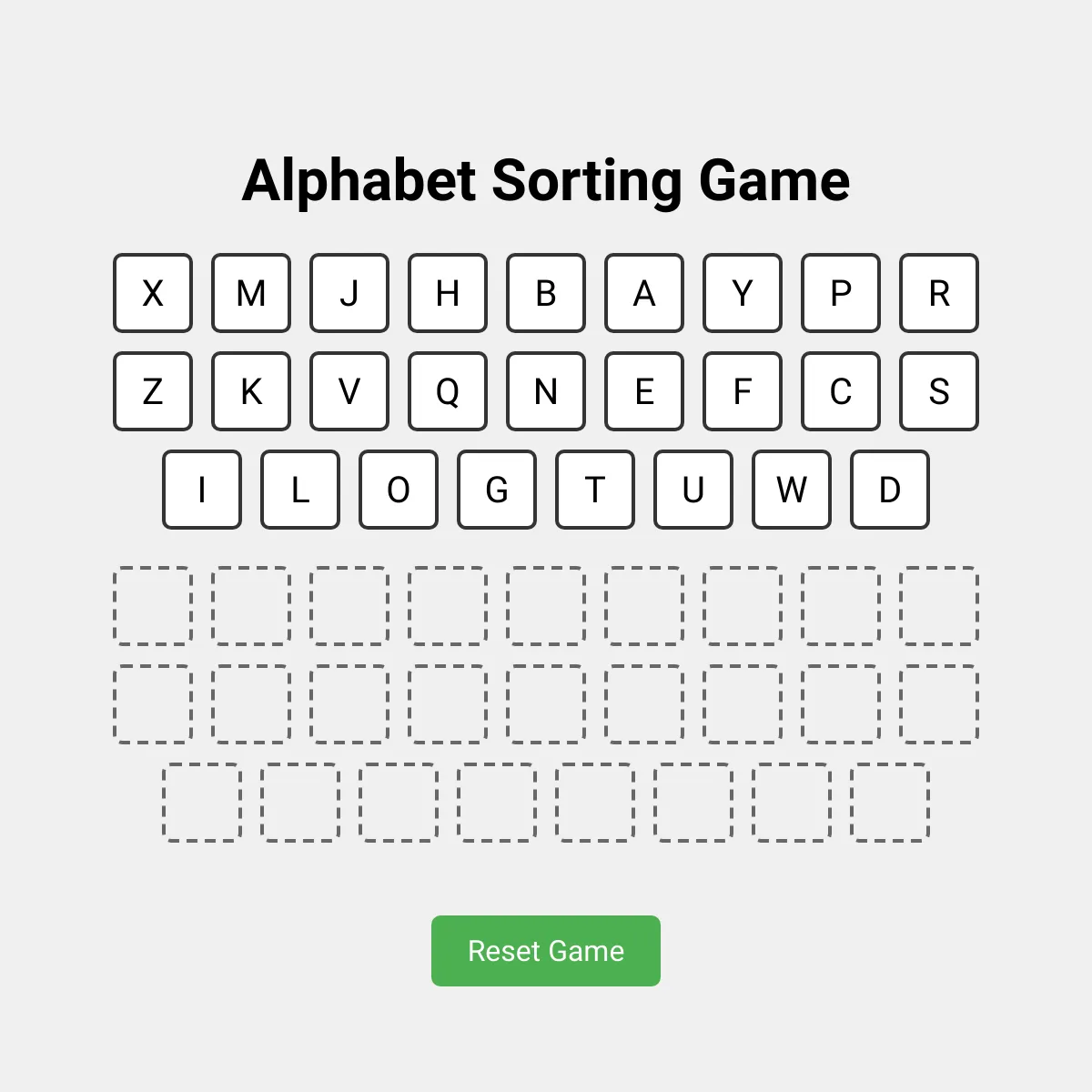 Alphabet Sorting Game