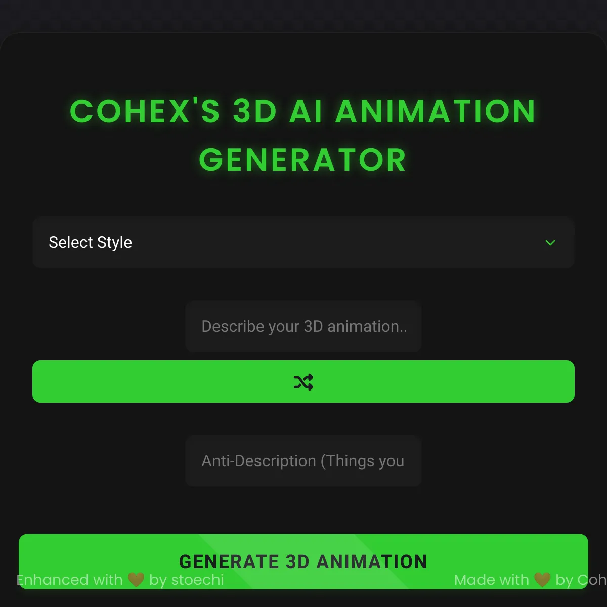 3D AI Animation Creator