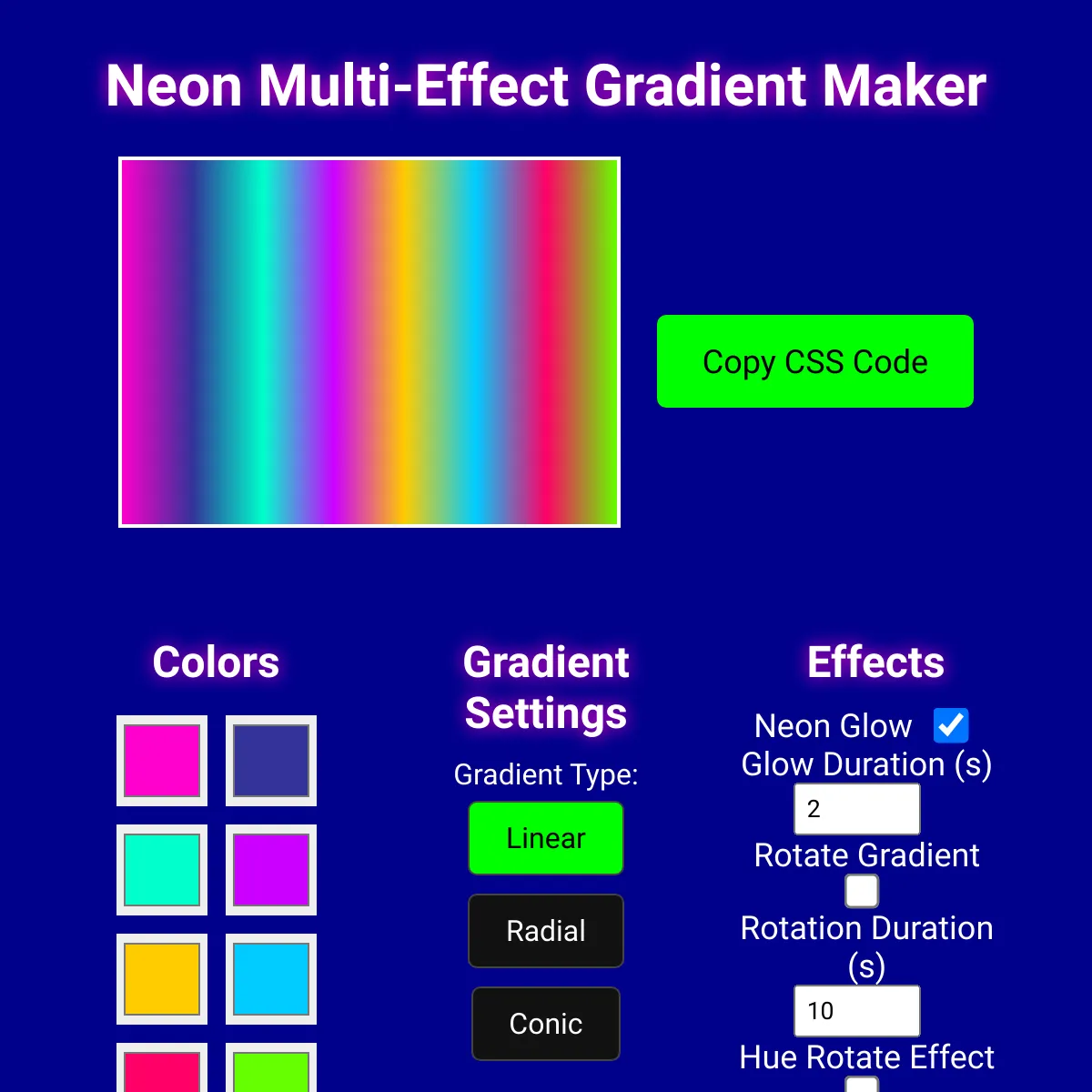 Neon Multi-Effect Gradient Maker