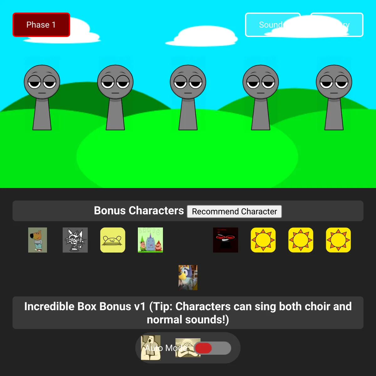 Character Gallery and Sound Interaction Page