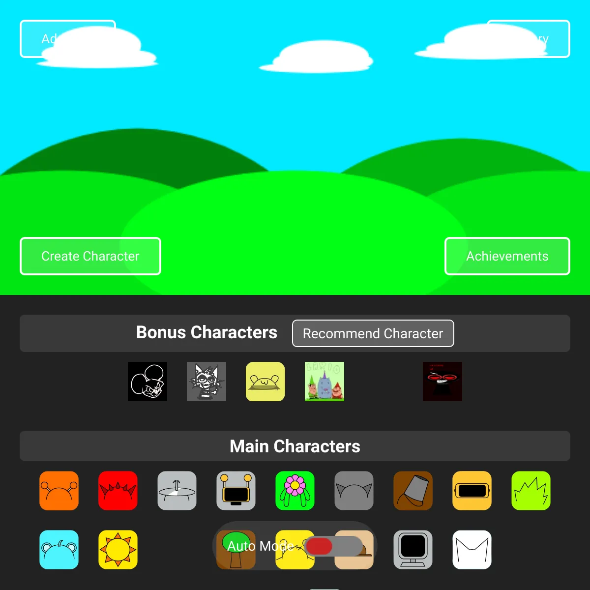Character Creation and Gallery Interface