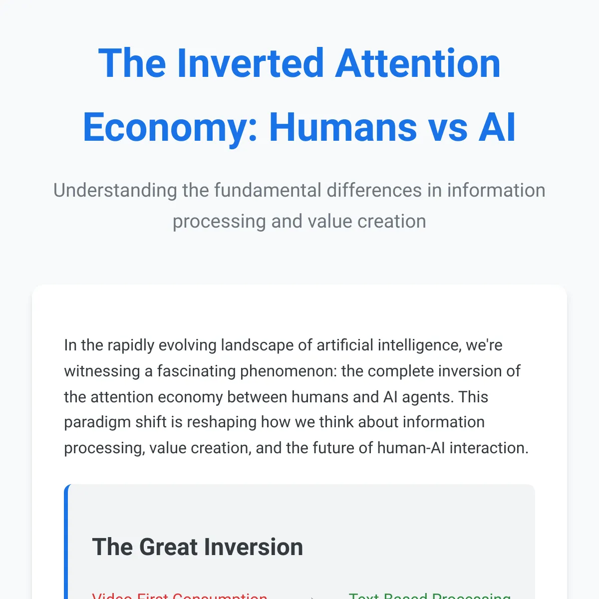The Inverted Attention Economy: Humans vs AI