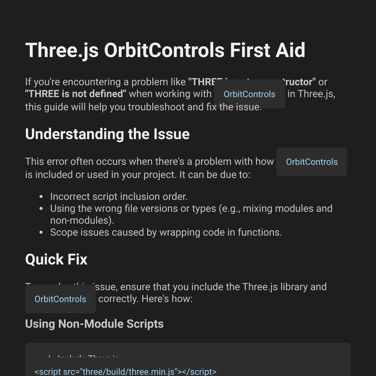 Three.js OrbitControls First Aid