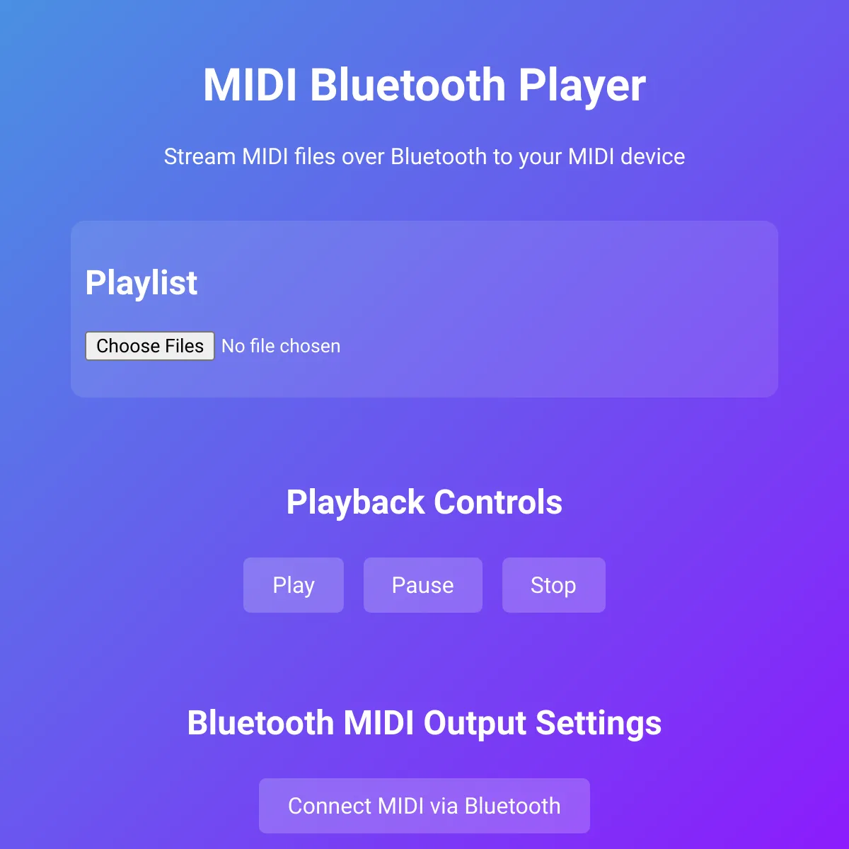 MIDI File Player with Bluetooth Streaming