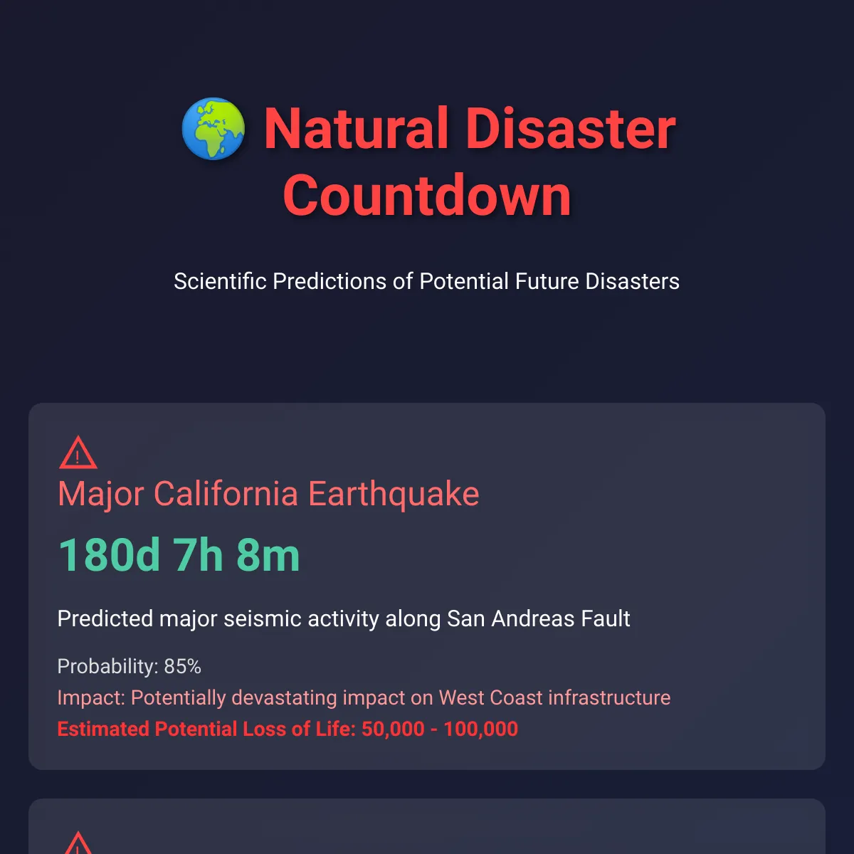 Natural Disaster Countdown