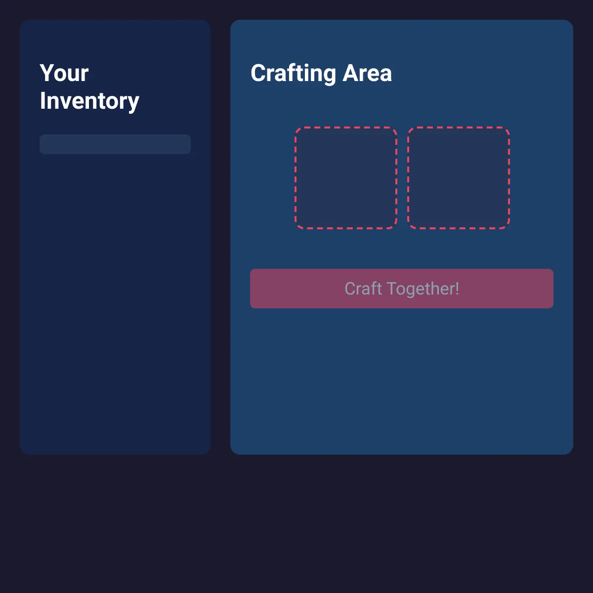 Crafting Game Interface