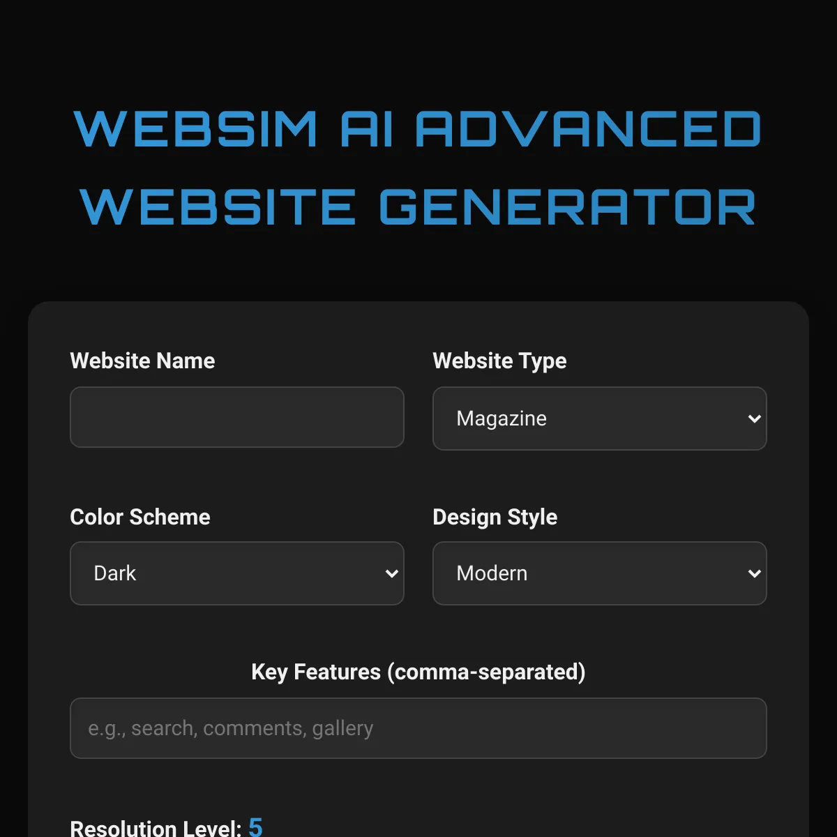 WebSim AI - Advanced Website Generator