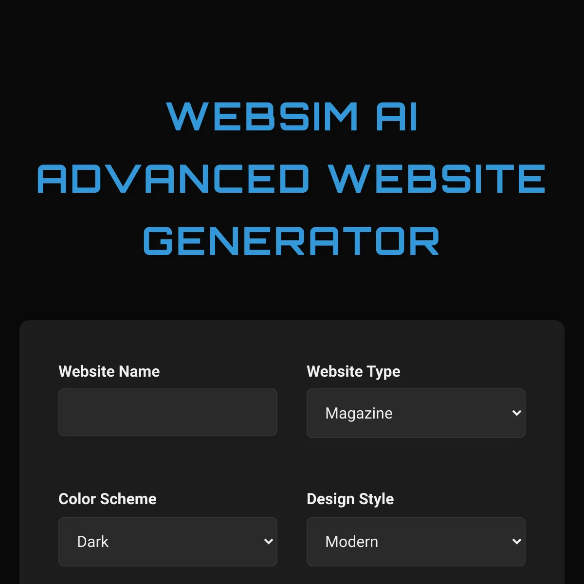 WebSim AI - Advanced Website Generator