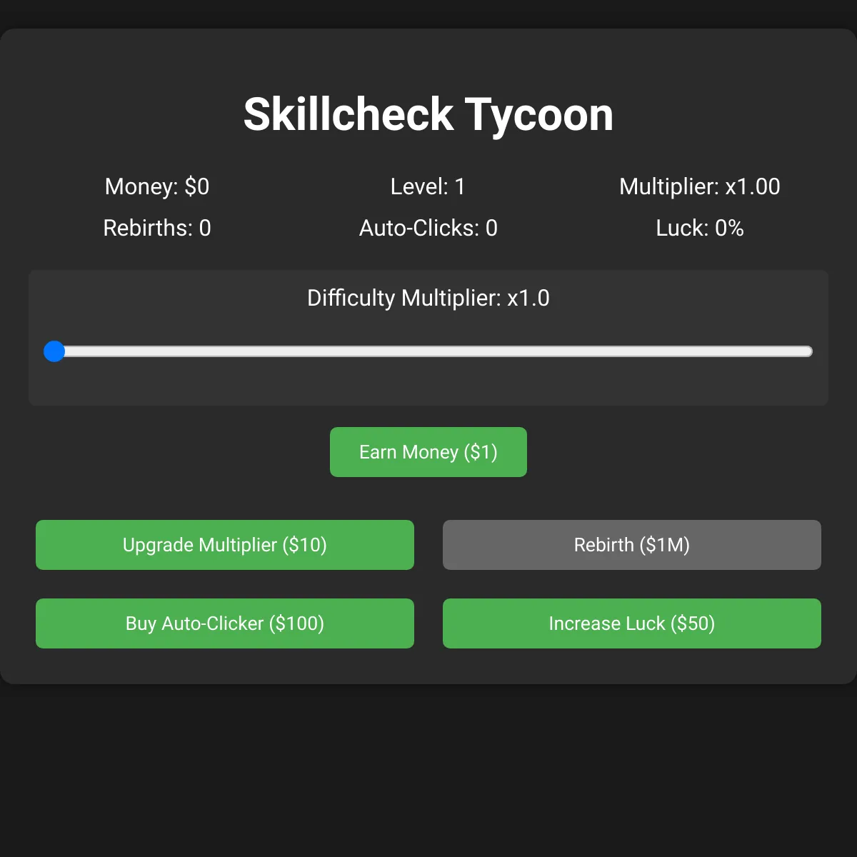Skillcheck Tycoon