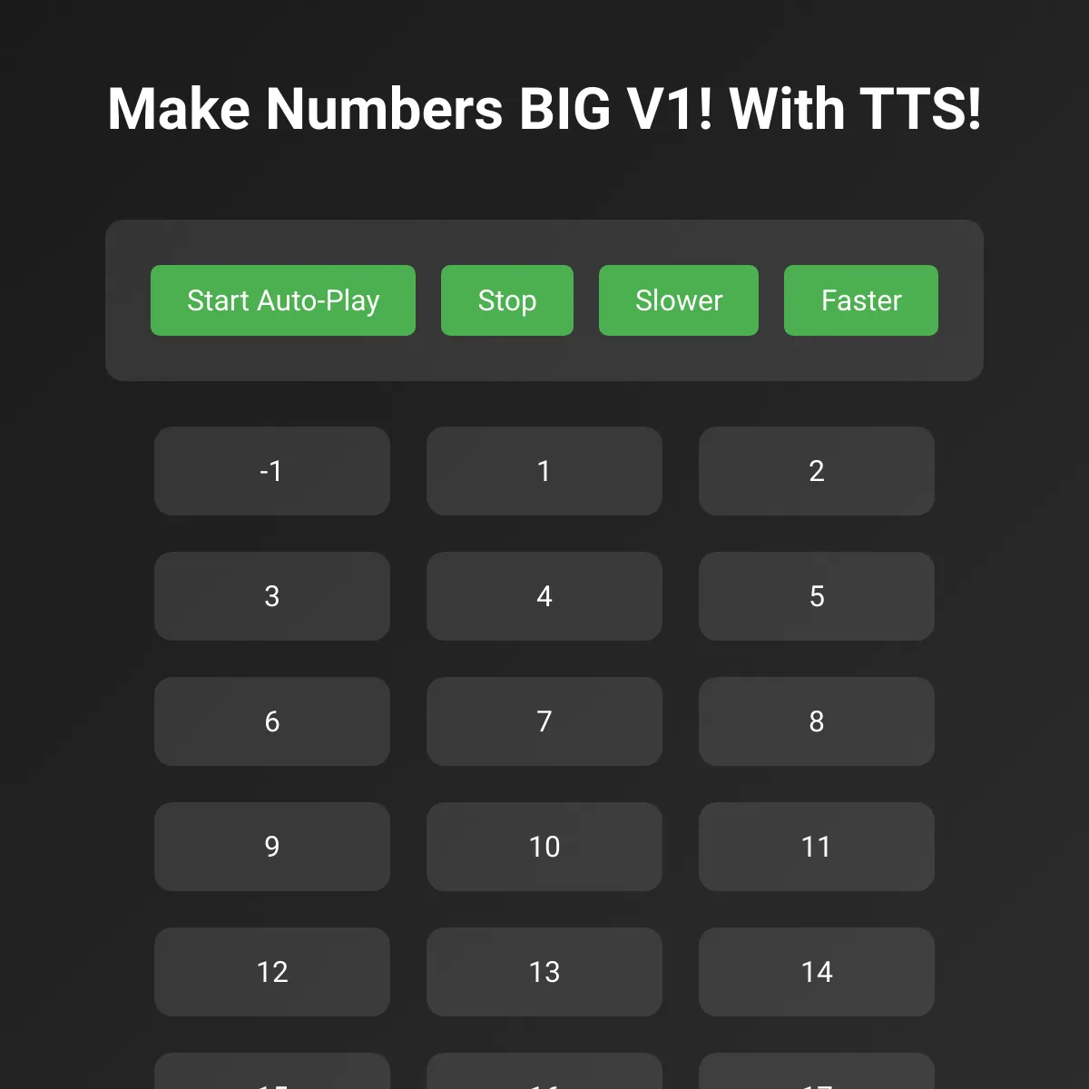 Make Numbers BIG V1! With TTS!