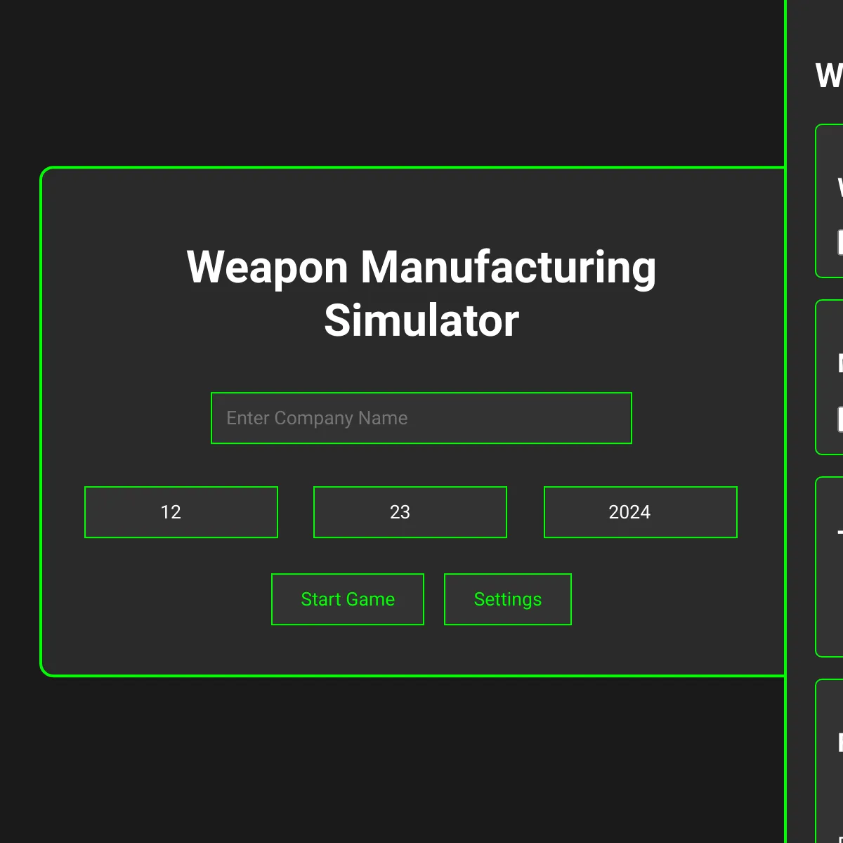 Weapon Manufacturing Simulator