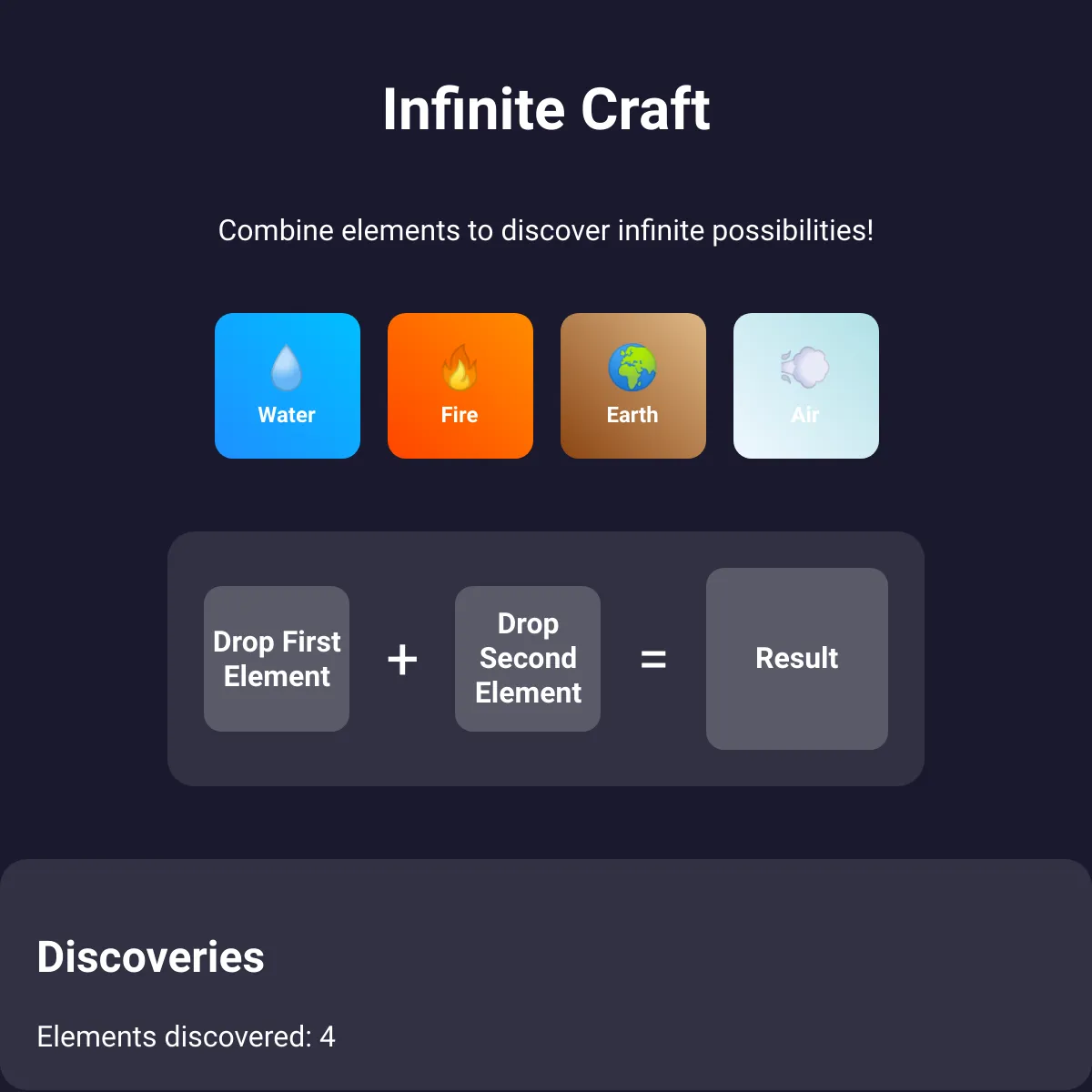 Infinite Craft - Elemental Combinations