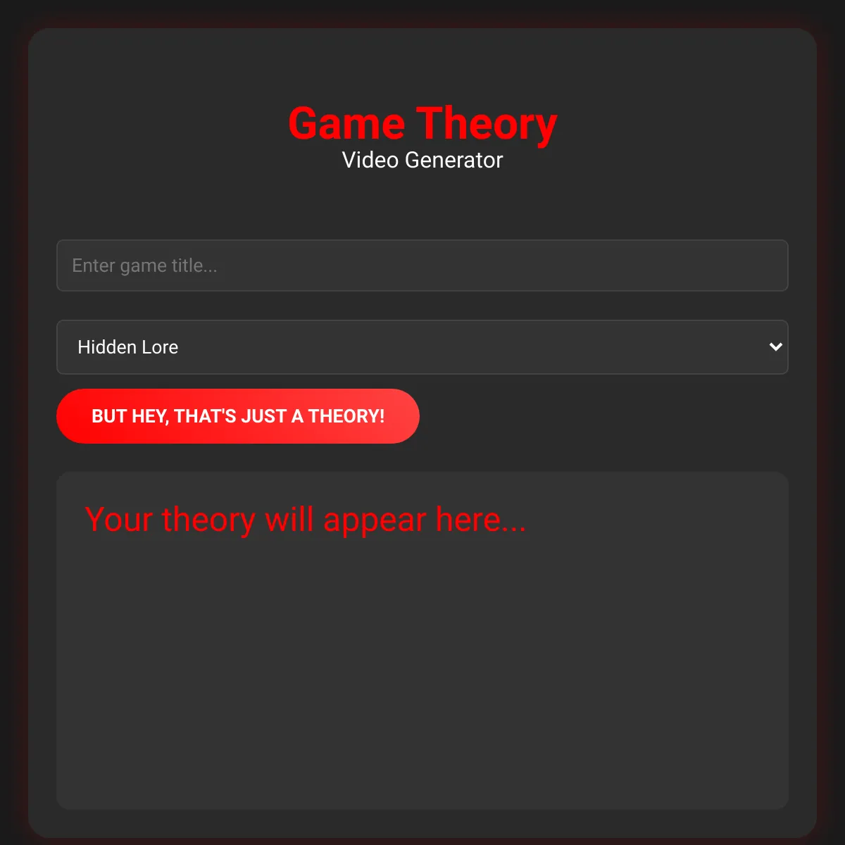 Game Theory Video Generator