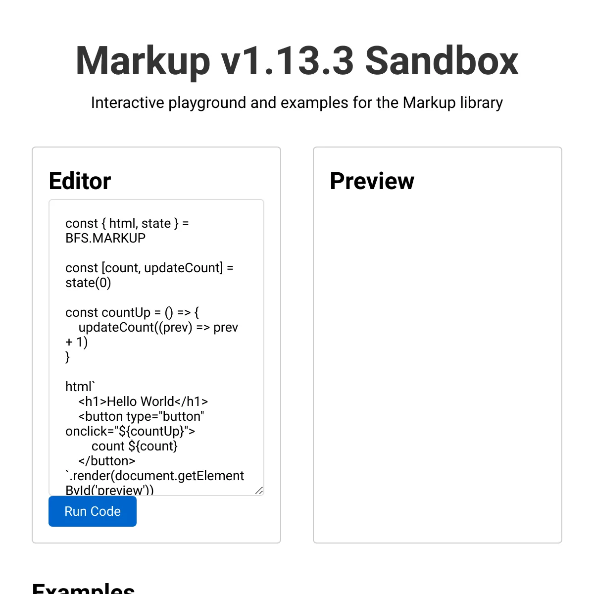 Markup Library Sandbox