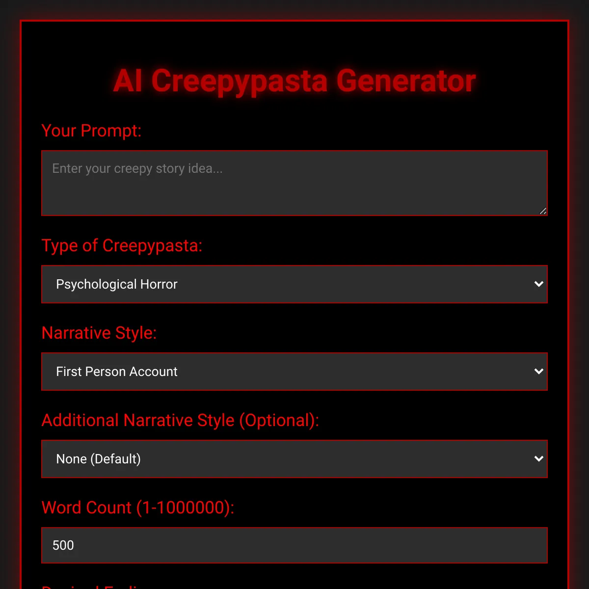 AI Creepypasta Generator