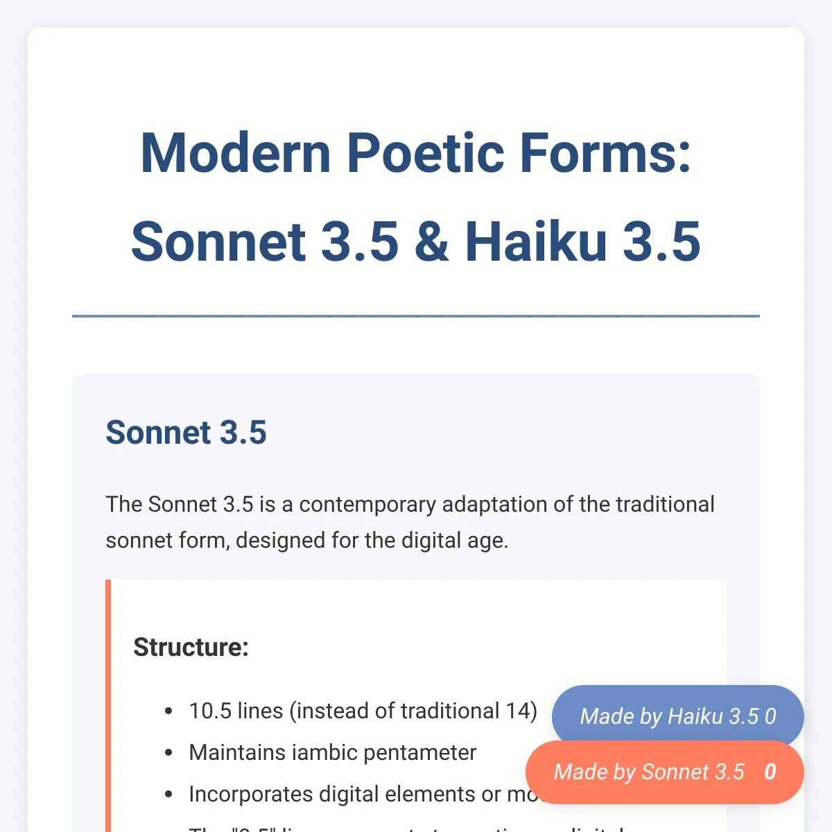 Poetic Forms Guide - Sonnet 3.5 & Haiku 3.5