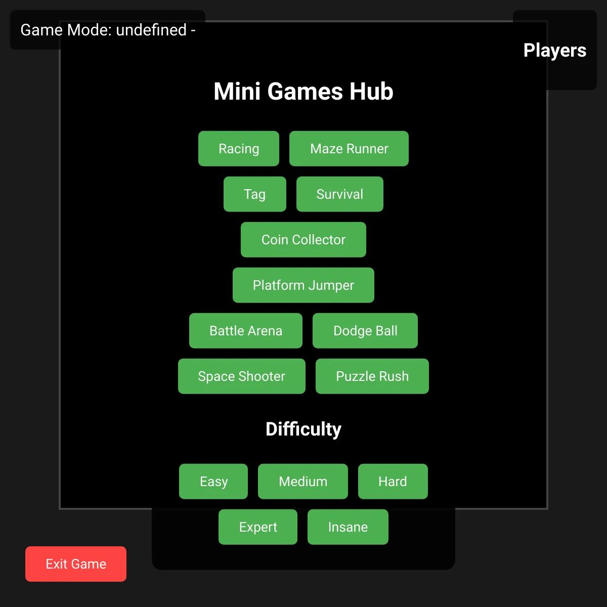 Multiplayer Mini Games Hub