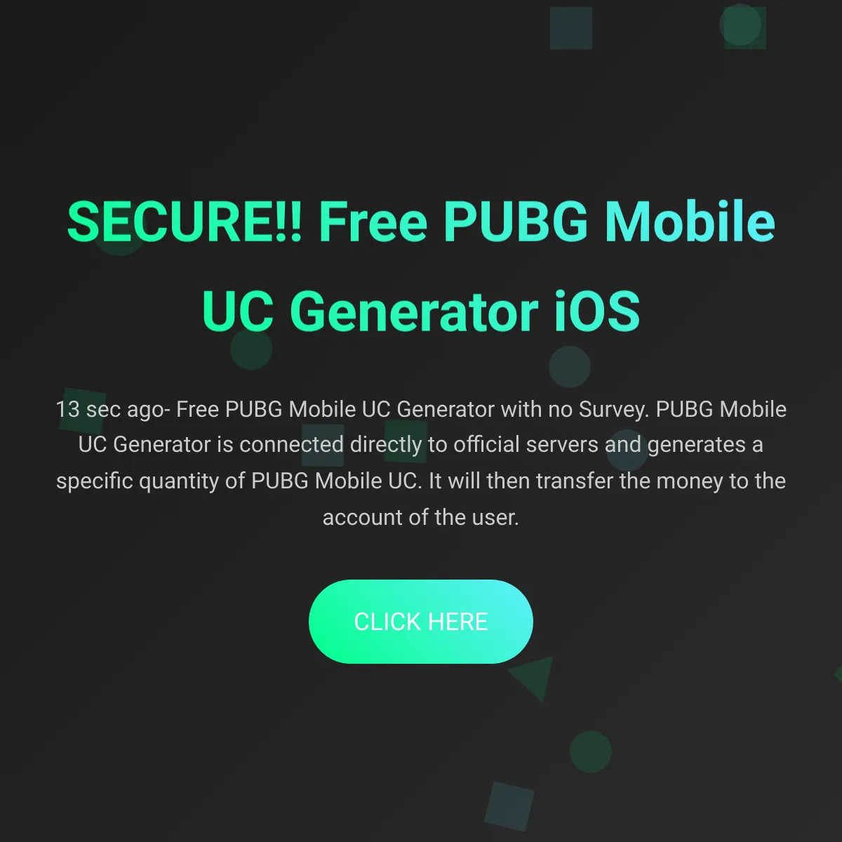 SECURE!! Free PUBG Mobile UC Generator iOS