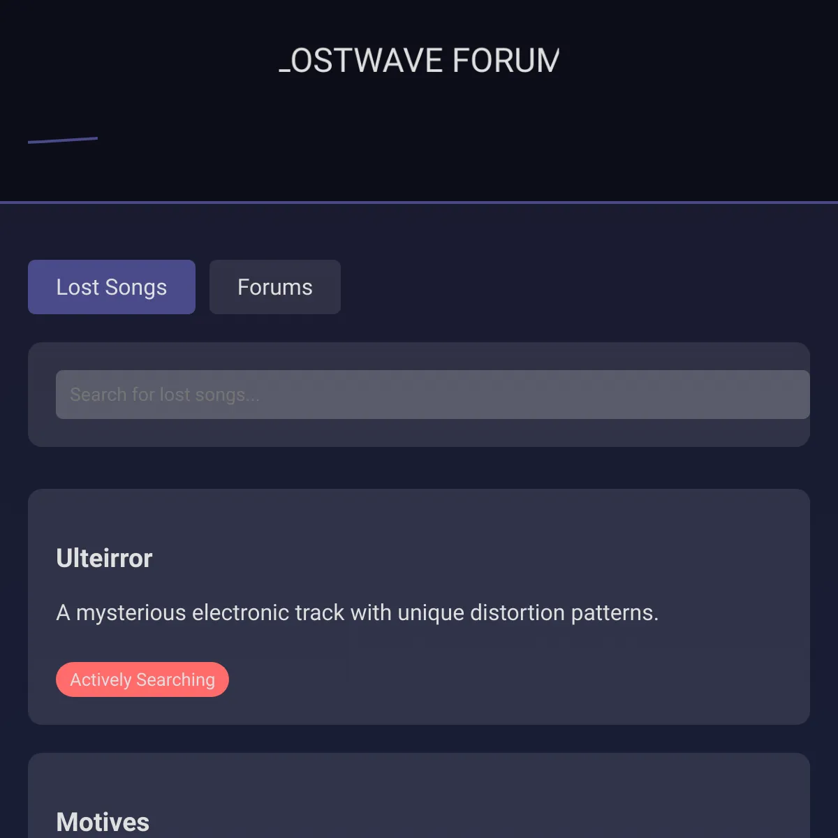 LostWave Forum - Finding Lost Songs Together