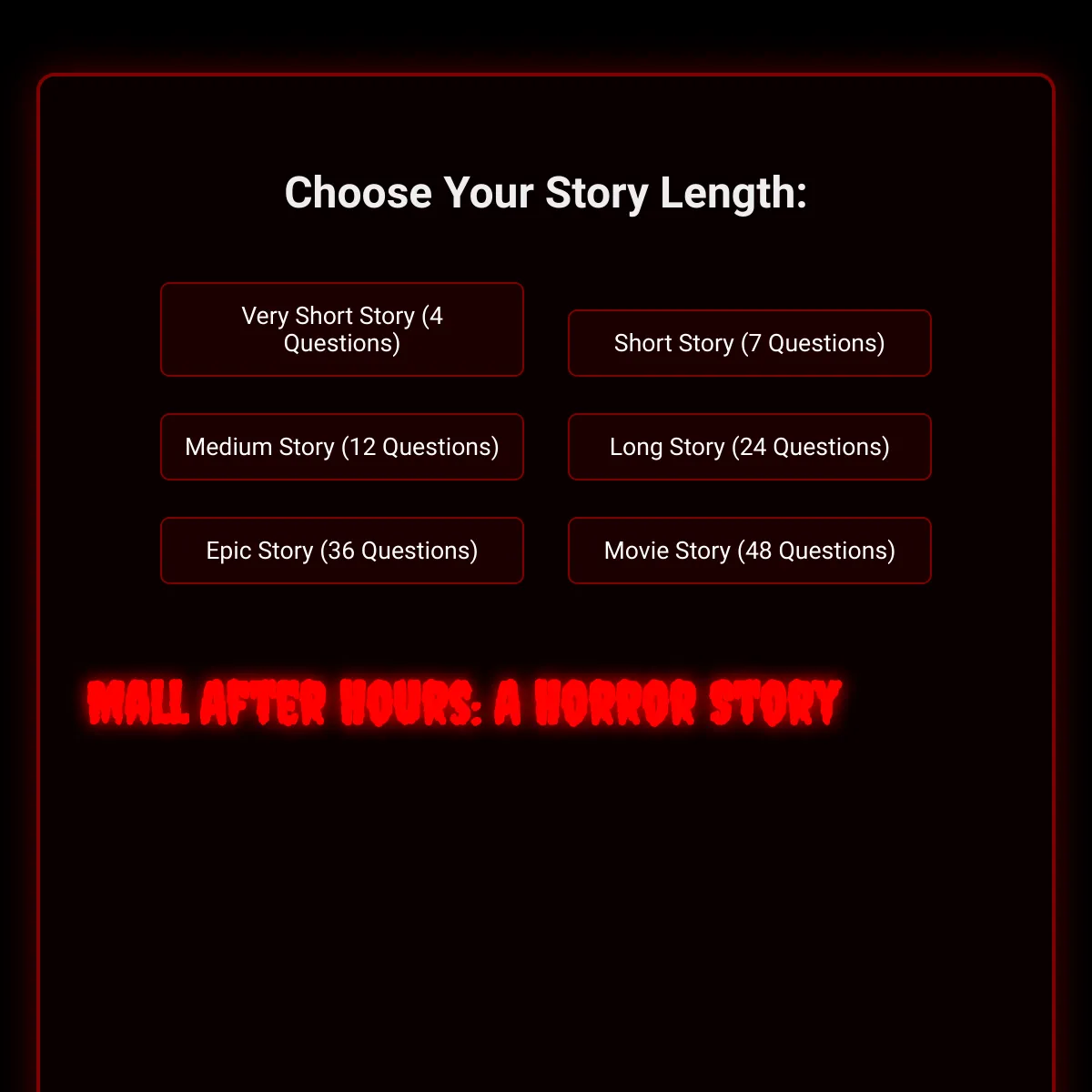 Mall Horror Story Game