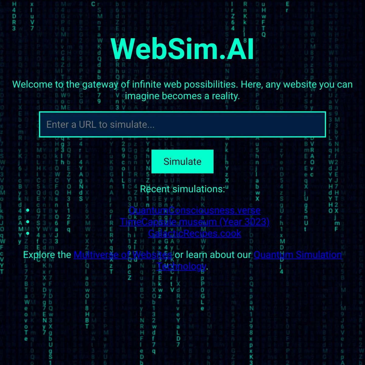 WebSim.AI - Simulating Infinite Web Possibilities