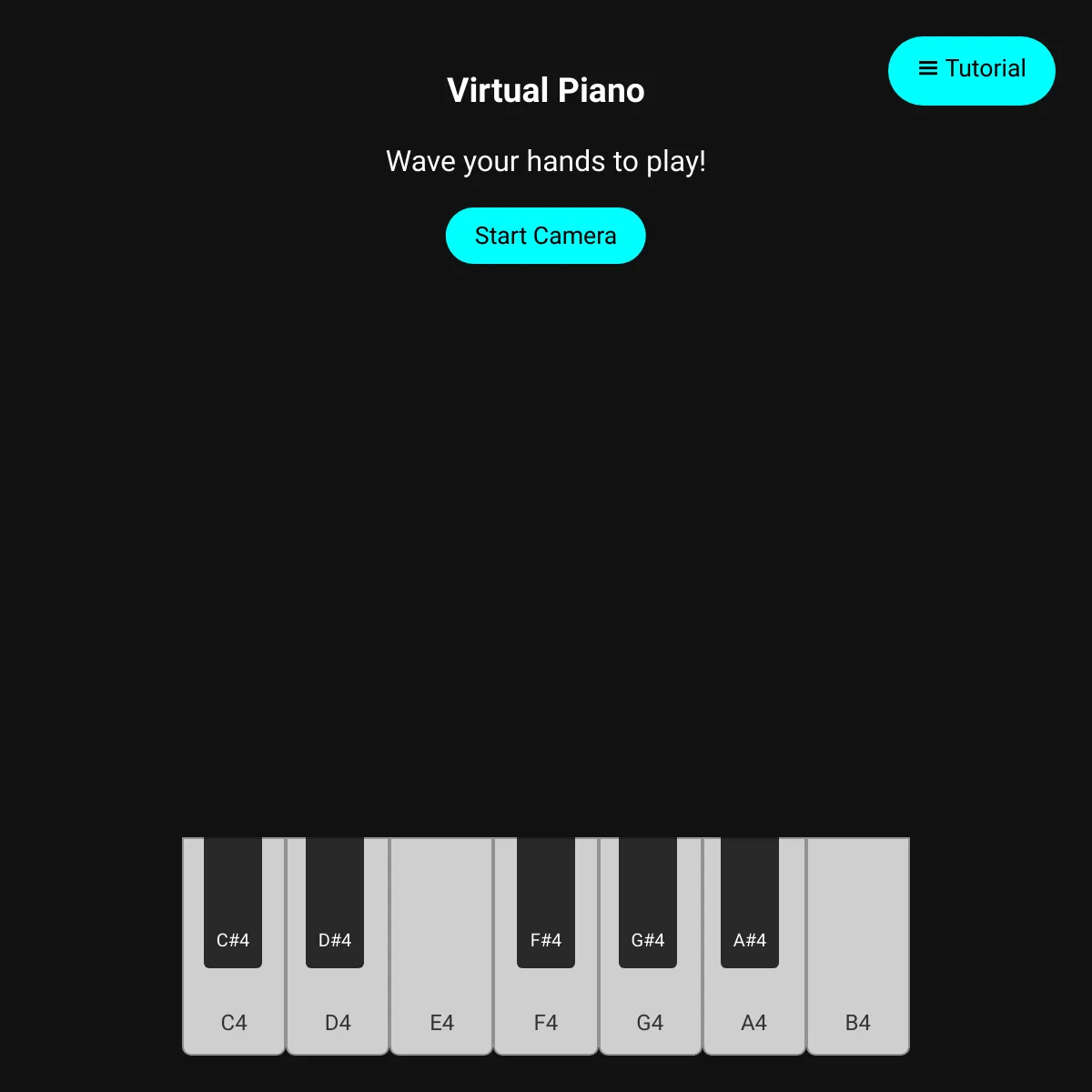 Hand tracking piano! (uses camera)