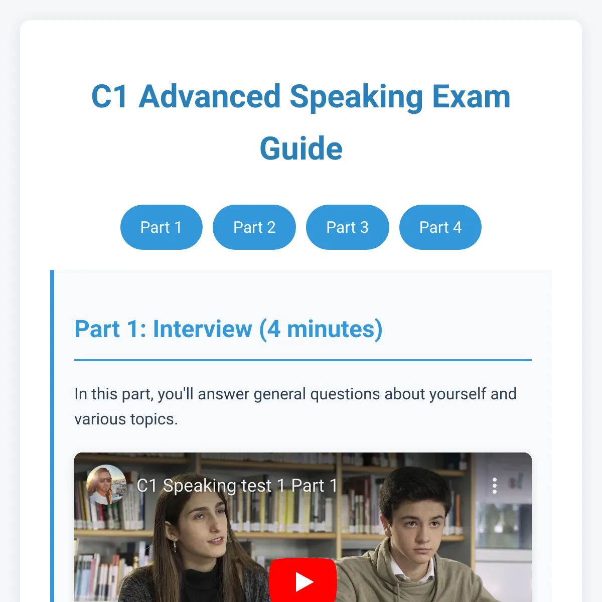 C1 Speaking Exam Guide