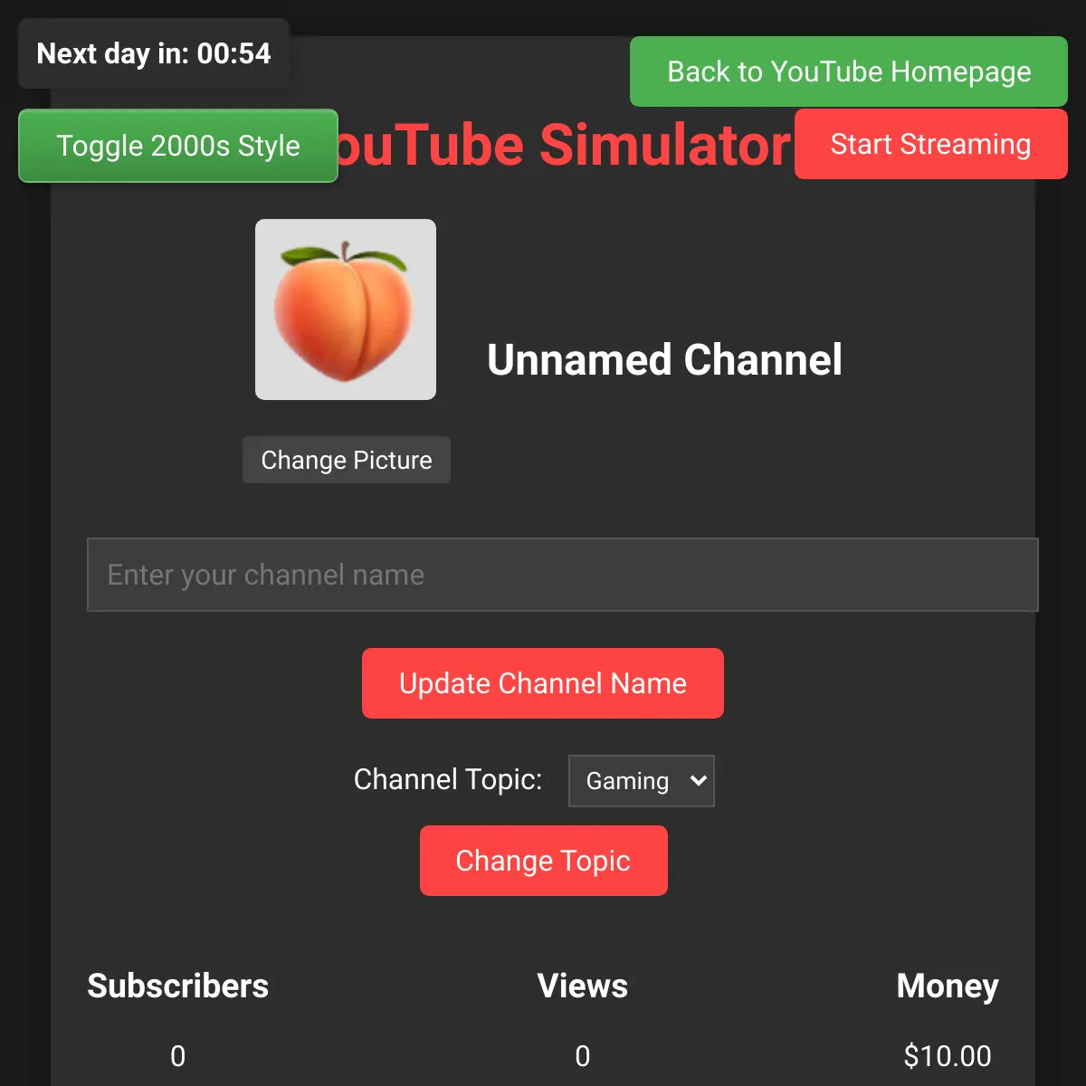 YouTube Simulator
