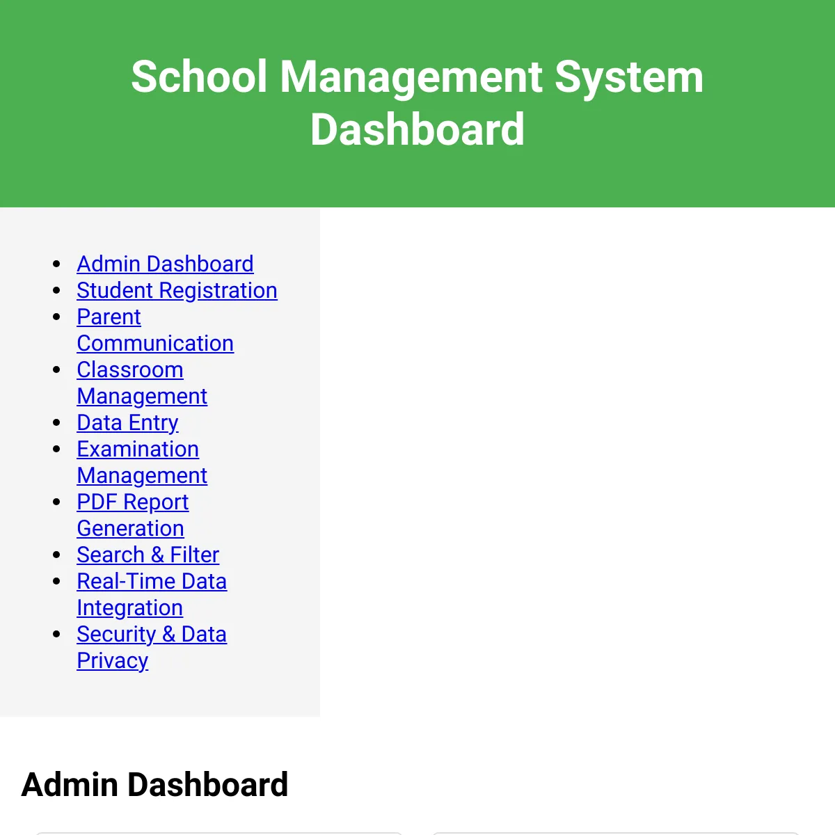 School Management System Dashboard