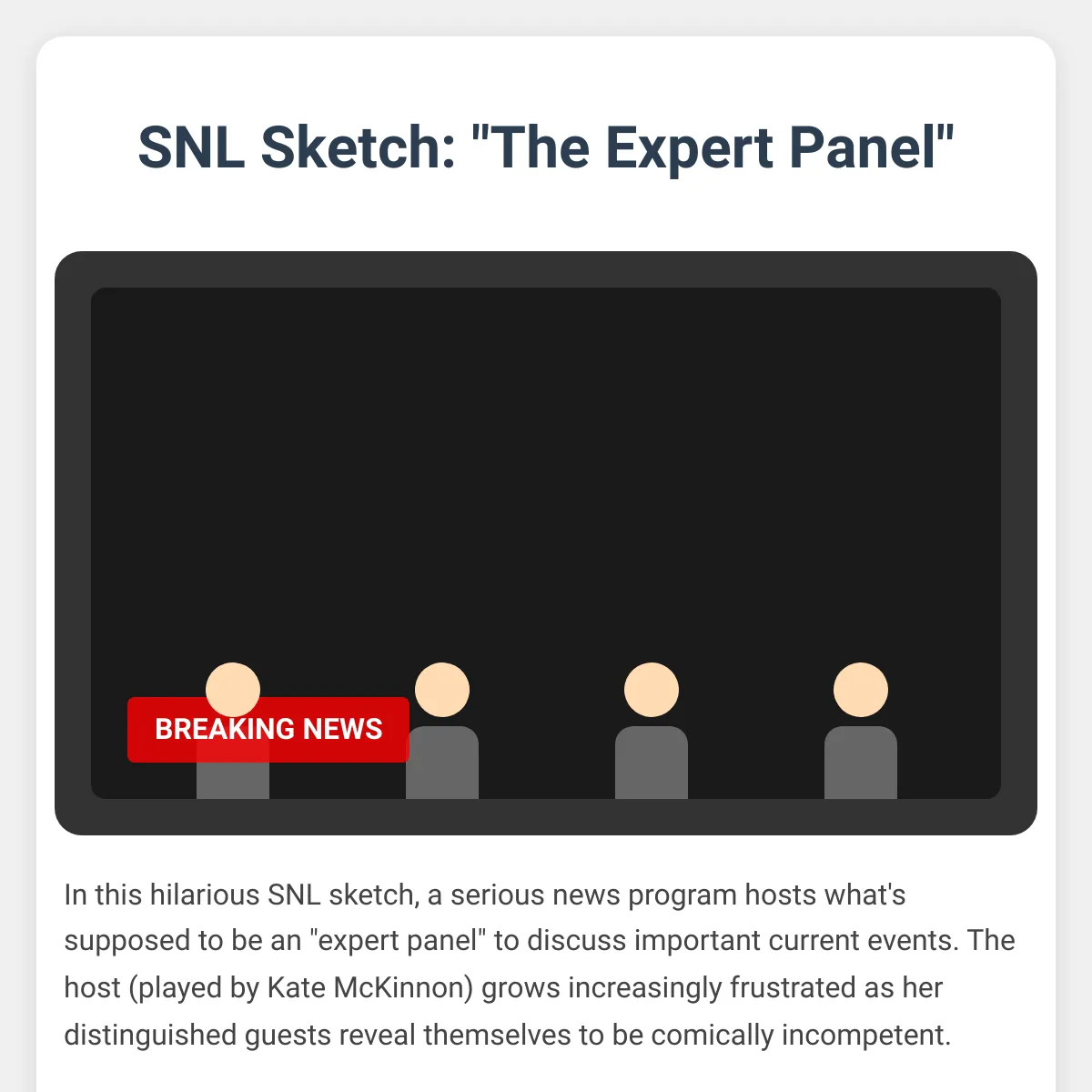 SNL Sketch: "The Expert Panel"