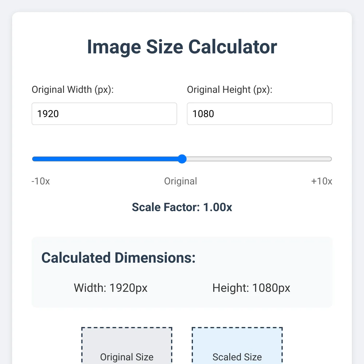 Image Size Calculator
