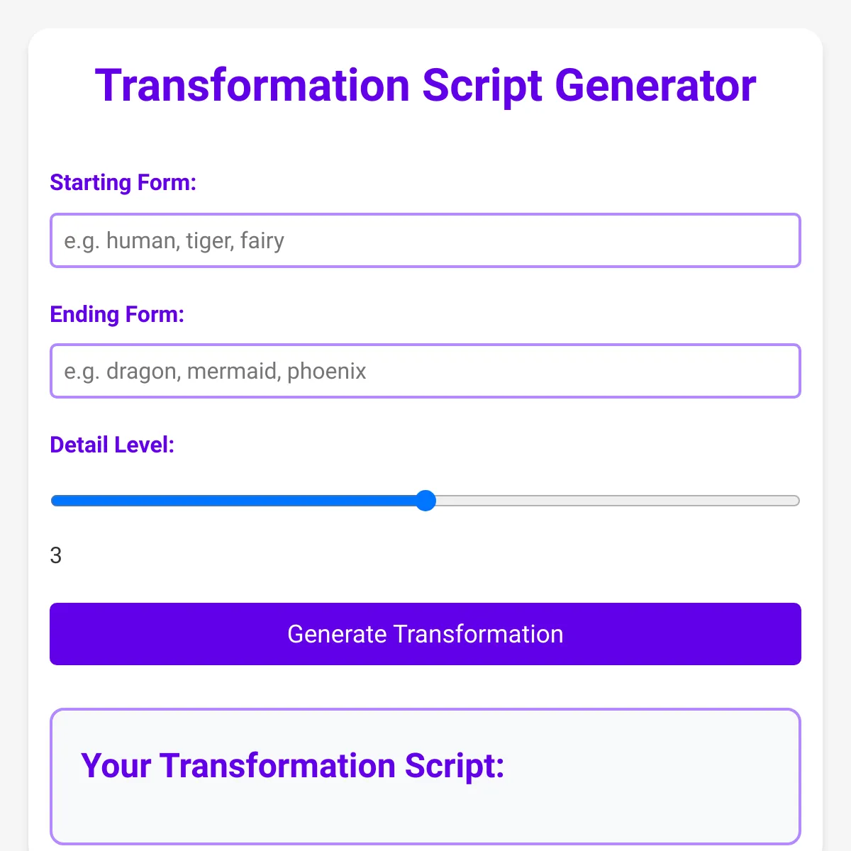 Transformation Script Generator