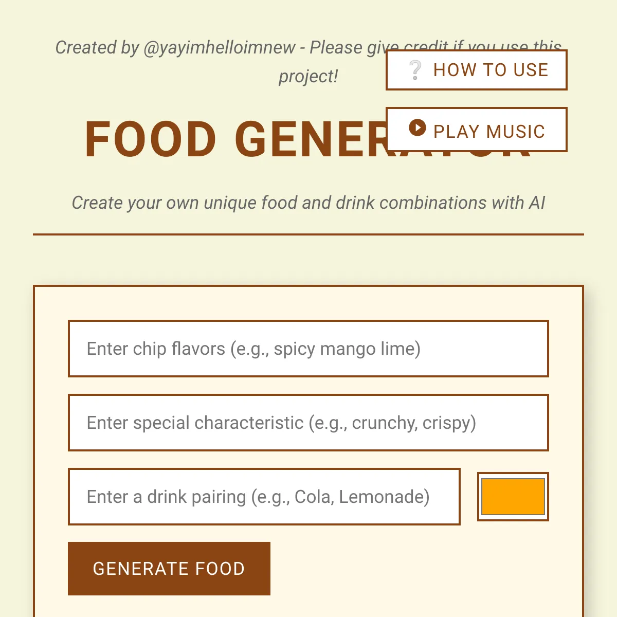 Food Generator | Make Your Own
