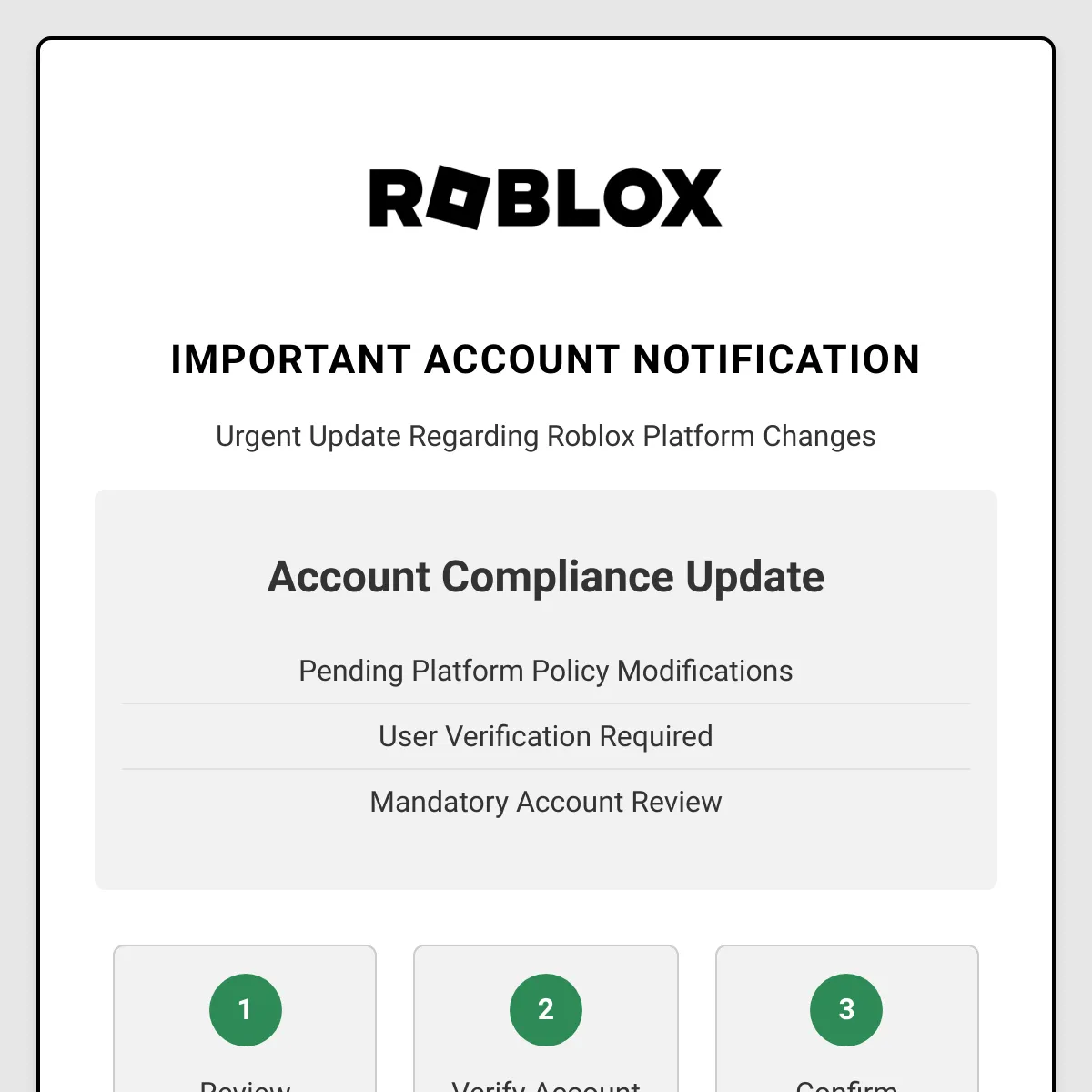 Important Message to Roblox Users